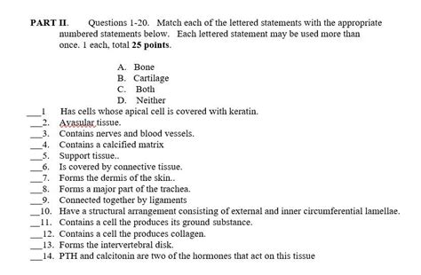 solved part ii questions 1 20 match each of the lettered