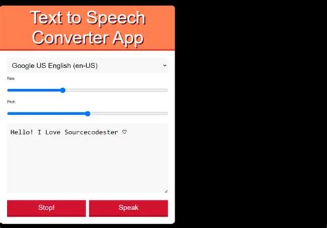 Text To Speech Converter App In Vanillajs With Source Code Sourcecodester