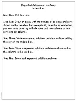 Repeated Addition On An Array Math Activity By The Productive Teacher