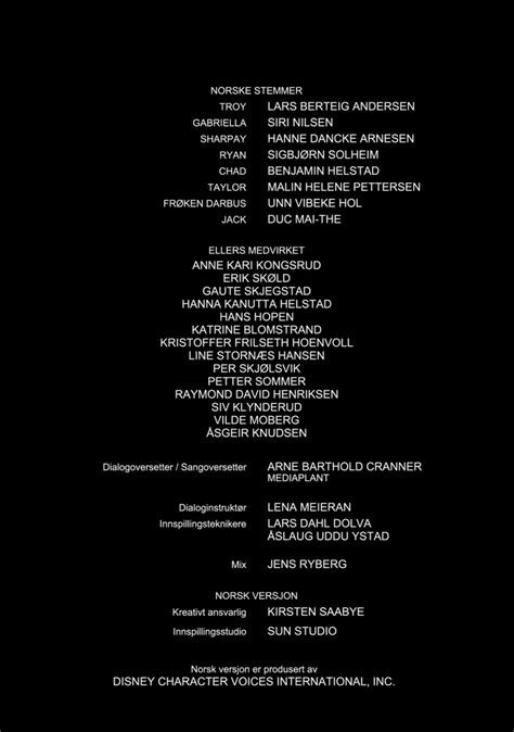 Image High School Musical Norwegian Creditspng Anime Voice Over