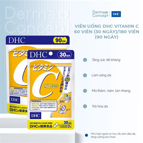 Viên uống DHC Vitamin C sáng da mờ thâm tăng cường đề kháng 60 viên 30 ngày 180 viên 90 ngày