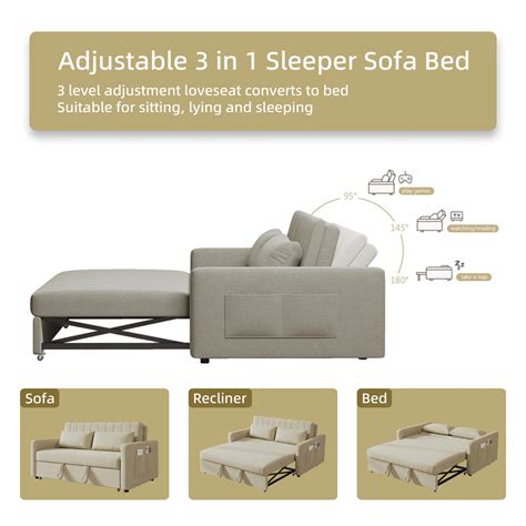 Buy Elan 2 Seater Pull Out Cum Bed Fabric Sofa Ivory Cream Febonic