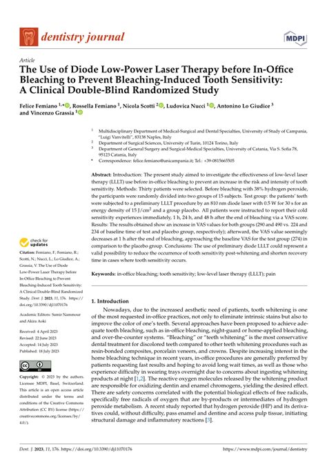 Pdf The Use Of Diode Low Power Laser Therapy Before In Office Bleaching To Prevent Bleaching