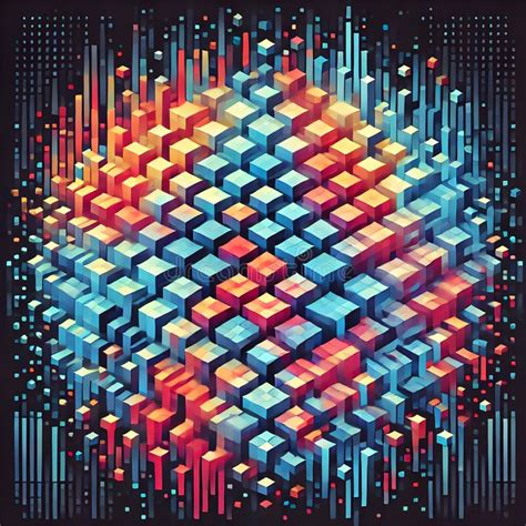 Colorful Cubes Forming A Complex Data Structure In Cyberspace Stock Illustration Illustration