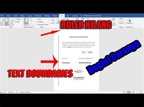 Cara Menampilkan Text Boundaries Atau Garis Tepi Dan Ruler Di Word 2010