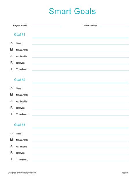 Free Smart Goal Setting Templates Wordlayouts