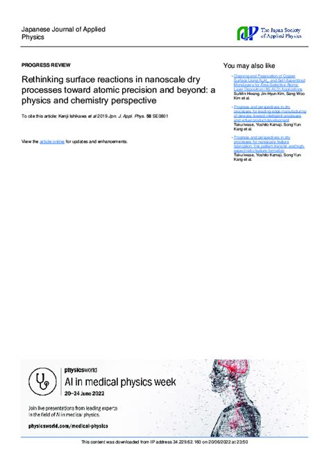 Pdf Rethinking Surface Reactions In Nanoscale Dry Processes Toward Atomic Precision And Beyond