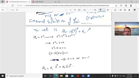Section82 Solving Linear Recurrence Relations Part1 Youtube