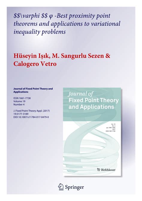 Pdf φ Best Proximity Point Theorems And Applications To Variational