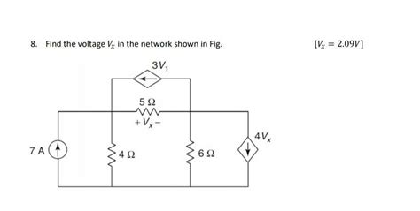 Solved Find The Voltage Vx In The Network Shown In Fig Chegg