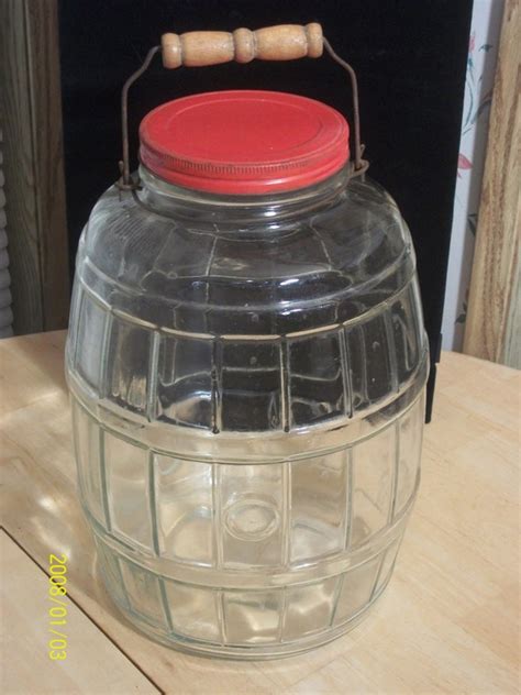 Large Antique Pickle Barrel Jar With Lid