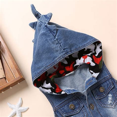 Hooded Denim Jean Dinosaur Thagomizer Vest