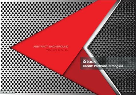 Panah Merah Abstrak Pada Mesh Lingkaran Logam Desain Modern Mewah