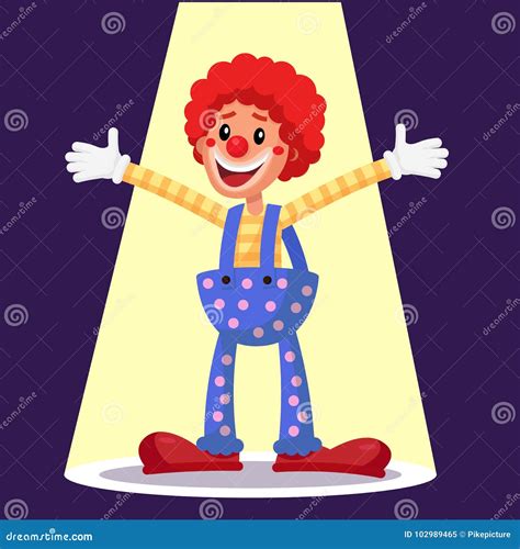 Happy Clown Vector Circus Action Performer Vintage Style Isolated