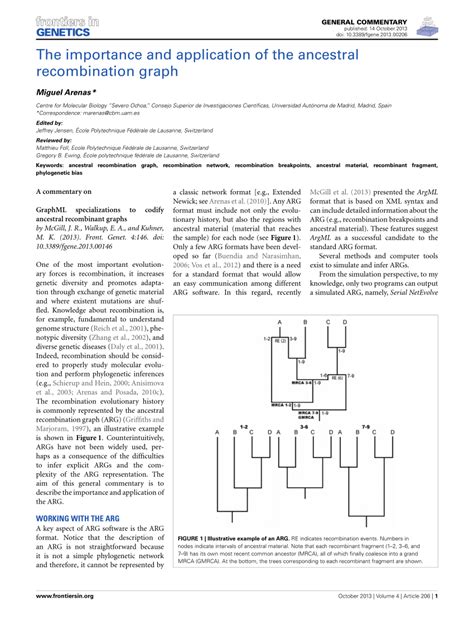 Pdf The Importance And Application Of The Ancestral Recombination Graph