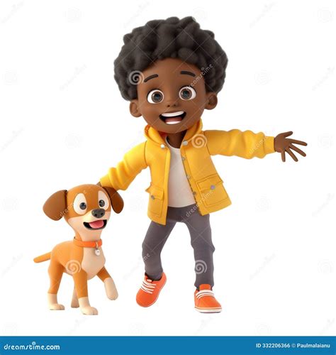3d Renderiza O Retrato De Um Garoto Africano Feliz Brincando Seu