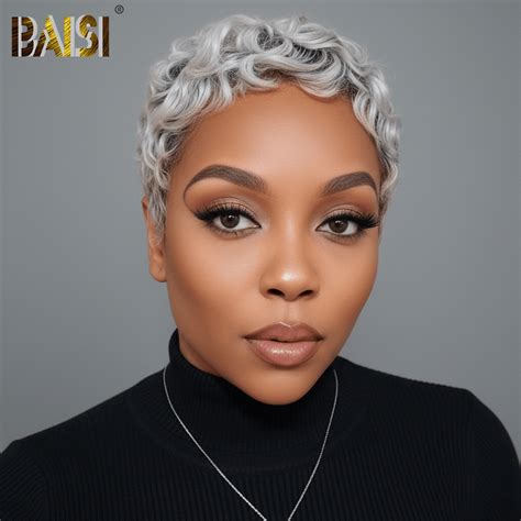 Baisi 1 Gray With Dark Root Wigl Black Finger Wave Wig 99 Baisi Hair