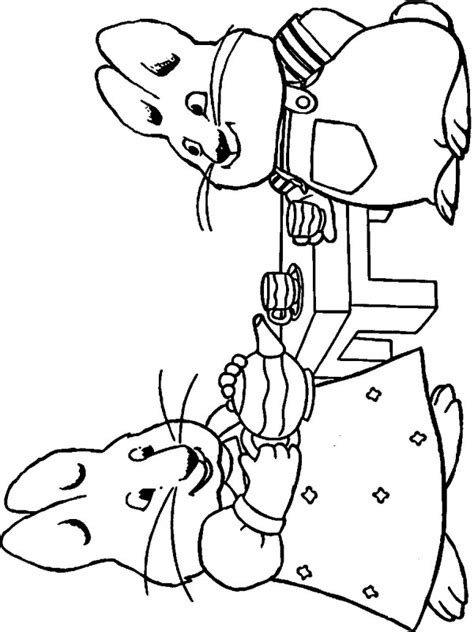 Max And Ruby Drinking Tea Coloring Page Funny Coloring Pages