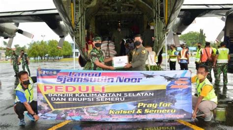 17 Koli Bantuan Lanud Sjamsudin Noor Untuk Korban Semeru Diangkut