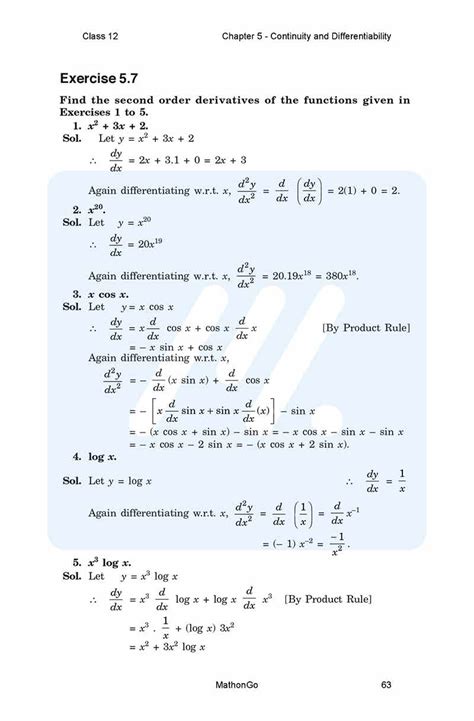NCERT Solutions For Class 12 Maths Chapter 5 Exercise 5 7 MathonGo