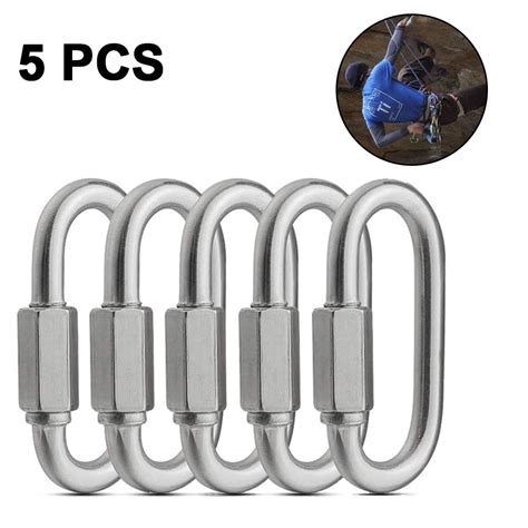 Threaded Quick Link Stainless Steel Oval Locking Carabiner Clip Tow