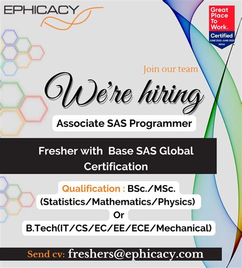 Ephicacy On Linkedin Hiringalerts Sasprogrammer Freshershiring