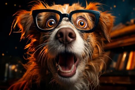 Premium Ai Image Portrait Of An Adorable Dog In Glasses