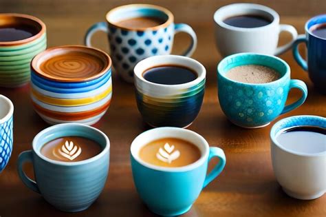 Premium Ai Image A Collection Of Mugs From The Company Of The Coffee