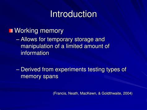 ppt memory span a comparison between major types powerpoint
