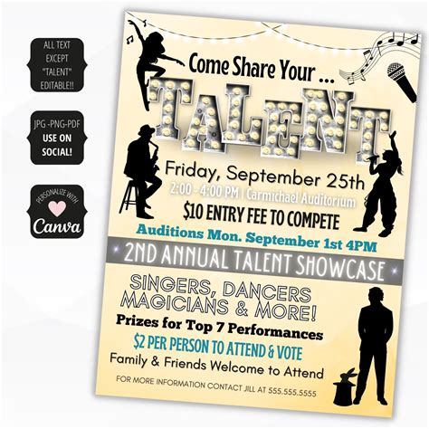 School Talent Show Flyer Talent Show Fun Fundraisers Flyer