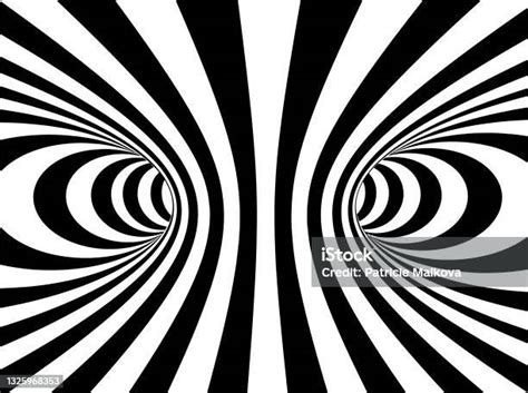 벡터 흑백 줄무늬 소용돌이 3d 파문 효과 추상적 기하학적 배경 디자인 아트 환각 모양 나선형 디자인 0명에 대한 스톡 벡터