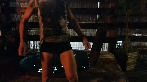 Alexa Cosmic Swimming In Pool After Sauna In New T Shirt And Black Short Sexy Shorts Wetlook In