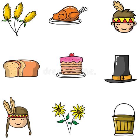 Doodle Of Element Thanksgiving Vector Stock Vector Illustration Of