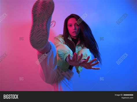 Brunette Dances Neon Image And Photo Free Trial Bigstock