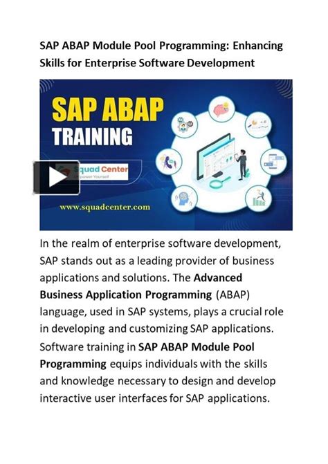Sap Abap Module Pool Programming Enhancing Skills For Enterprise