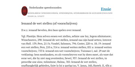 Iemand De Wet Stellen Of Voorschrijven De Betekenis Volgens