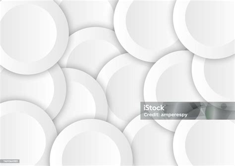 Abstract Circle Blank Paper White And Gray Tone Vector Background Wave Overlapping With Shadow