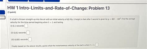 Solved HW Intro Limits And Rate Of Change Problem Chegg Com