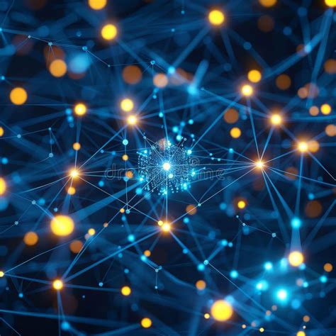 Abstract Network Visualization Of Interconnected Nodes In Digital Space
