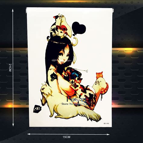 Cat Girl Designs Fake Flash Waterproof Tattoo Sexy Temporary Tattoo