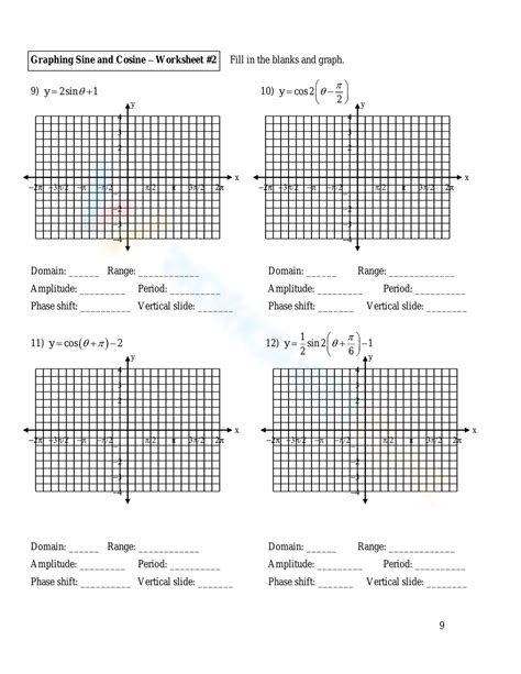 6 4 Day 3 Graphing Sine And Cosine Functions Practice WS KEY Pdf