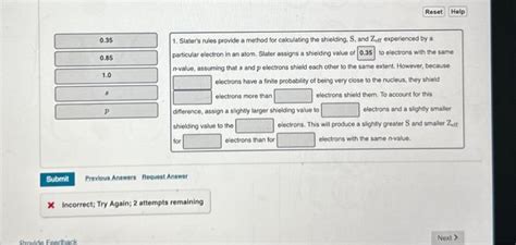 Solved 1 Slater S Rules Provide A Method For Calculating Chegg Com