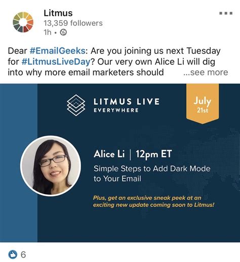 Litmus Webinar Linkedin Post Promotion Webinar Effective Ads
