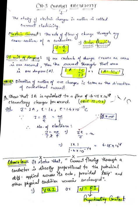 CURRENT ELECTRICITY NOTES FOR CLASS12 IITJEE NEET Handwritten Notes PDF