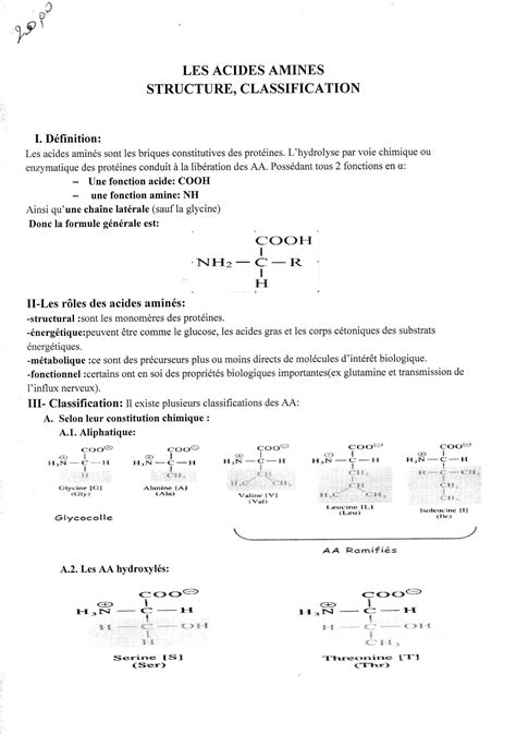 SOLUTION 4 Les Acides Amin S Structure Classification Studypool
