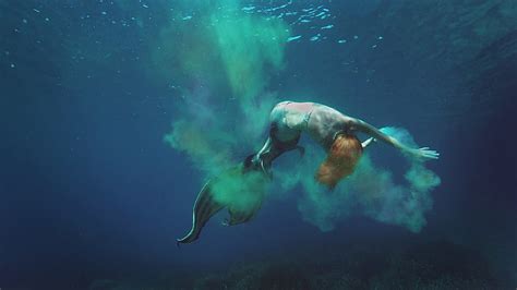 Hd Wallpaper Fantasy Mermaid Blue Dolphin Ocean Wallpaper Flare