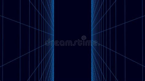 Futuristic Digital Grid Blue Background Vector Illustration Stock