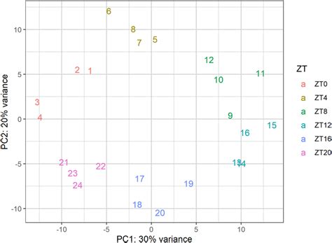 Pca Plot Of The Rhythmic Transcriptome Resembling A Clock Face Each Download Scientific
