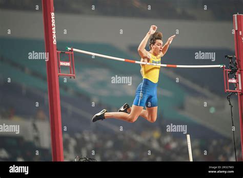 Armand Duplantis Participating In The Pole Vault At The Doha 2019 World