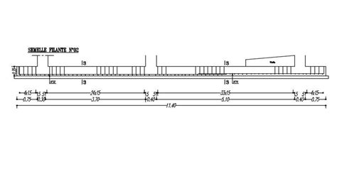 Autocad 2d Drawing Of Section Design Of Strip Foundation With Reinforcement Details Cad File